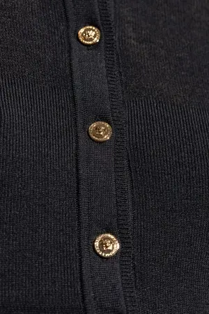 Versace Long Sleeve Fitted Maxi Dress With Button Closure