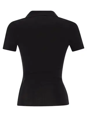 Max Mara Albero Short-sleeved Ribbed Polo Shirt - Black