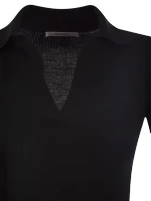 Max Mara Albero Short-sleeved Ribbed Polo Shirt - Black