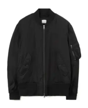 Burberry Checked Crest Zipped Bomber Jacket