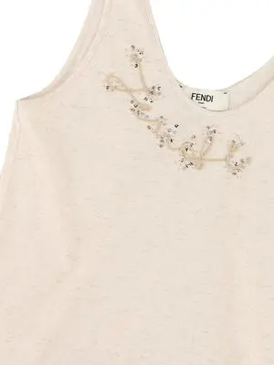Fendi Logo Detailed Embellished Tank Top - Nude