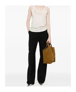 Fendi Logo Detailed Embellished Tank Top - Nude