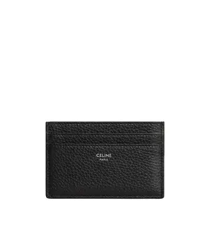 Celine Card Holder In Grained Calfskin - Black