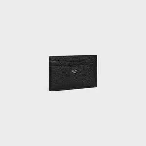 Celine Card Holder In Grained Calfskin - Black
