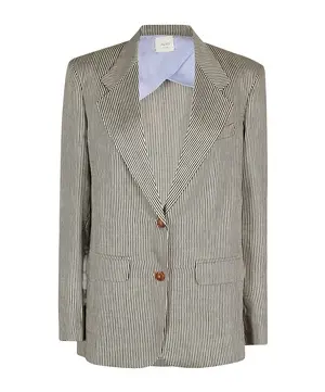 ALYSI Striped Single-breasted Blazer - White