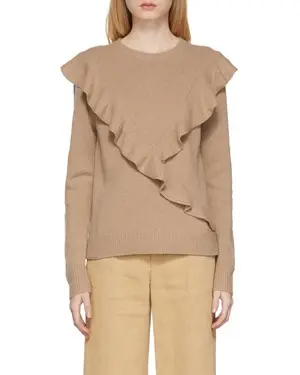 Chloé Ruffled Panel Cashmere Jumper - Beige