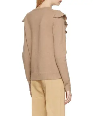 Chloé Ruffled Panel Cashmere Jumper - Beige
