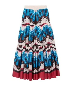 La DoubleJ Abstract Print Maxi Skirt - Blue