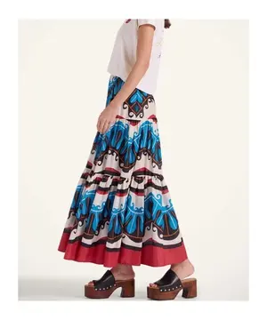 La DoubleJ Abstract Print Maxi Skirt - Blue