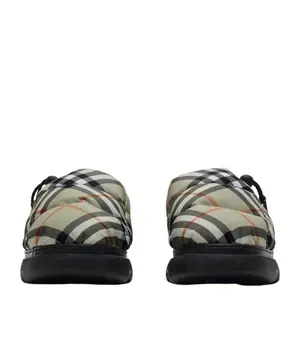 Burberry Check Pattern Drawstring Pillow Mules - Light Sage
