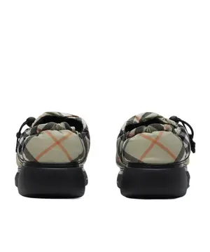Burberry Check Pattern Drawstring Pillow Mules - Light Sage