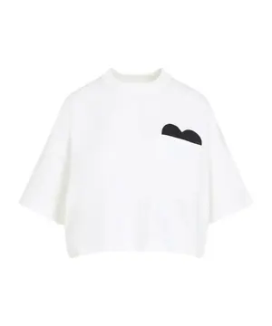 Bottega Veneta Heart Detailed Cropped T-shirt - White