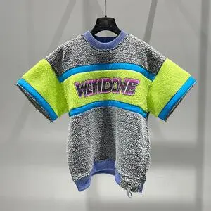 We11Done Grey Spliced Short-sleeved T-shirt