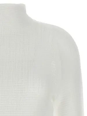 Issey Miyake Pleated High Collar Long Sleeve Top
