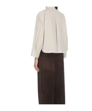 Peserico Cropped Striped Shirt With Classic Collar