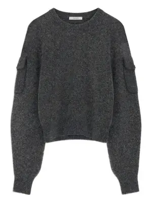 LEMAIRE Ribbed Knit Jumper With Buttoned Patch Pockets - Black