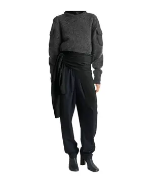 LEMAIRE Ribbed Knit Jumper With Buttoned Patch Pockets - Black