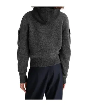 LEMAIRE Ribbed Knit Jumper With Buttoned Patch Pockets - Black