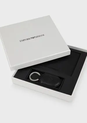 Emporio Armani Folded Leather Wallet And Tag - Black