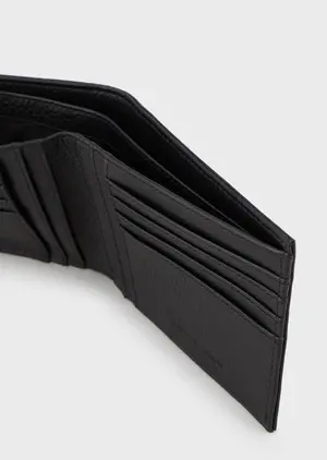 Emporio Armani Folded Leather Wallet And Tag - Black
