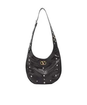 Valentino Garavani Chevron Patterned Hobo Bag With Vlogo Signature