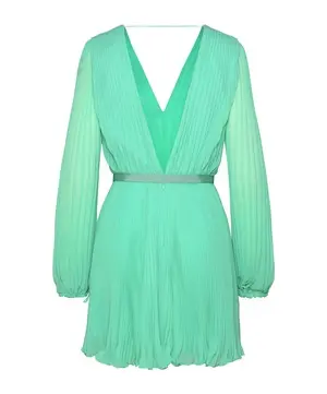 Max Mara Visita V-neck Pleated Mini Dress - Green