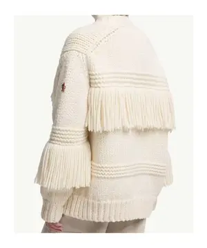 Moncler Fringe-trim V-neck Cardigan - Ivory