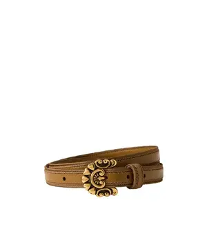 Etro Leather Belt With Gold Buckle - Tan