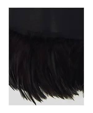 Saint Laurent Long Skirt In Crepe Muslin With Feather Trim