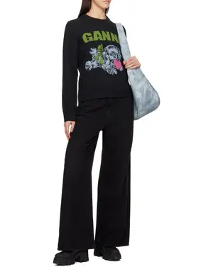 GANNI Puppy Print Pullover - Phantom Dark Grey