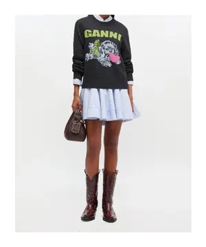 GANNI Puppy Print Pullover - Phantom Dark Grey
