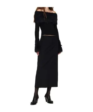 JEAN PAUL GAULTIER Off-the-shoulder Shearling Trim Sweater