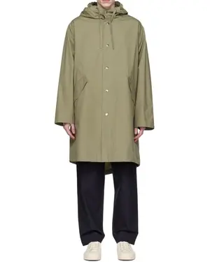 JIL SANDER Logo Printed Drawstring Hooded Parka - Green
