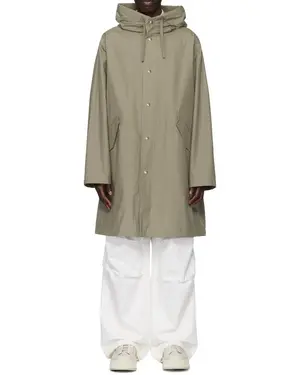 JIL SANDER Logo Printed Drawstring Hooded Parka - Green
