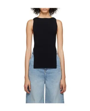 Khaite Crewneck Sleeveless Tank Top With Ship-shaped Collar