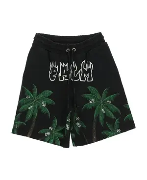Palm Angels Logo Printed Palm Tree Shorts