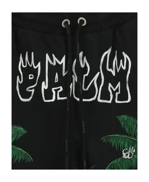 Palm Angels Logo Printed Palm Tree Shorts