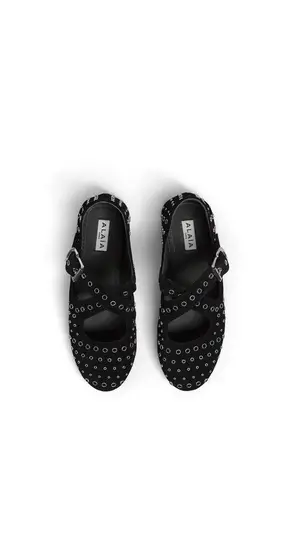 Alaïa Criss-cross Eyelet Suede Ballet Flats - Black