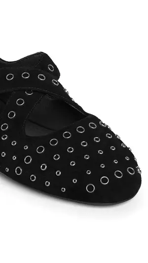 Alaïa Criss-cross Eyelet Suede Ballet Flats - Black