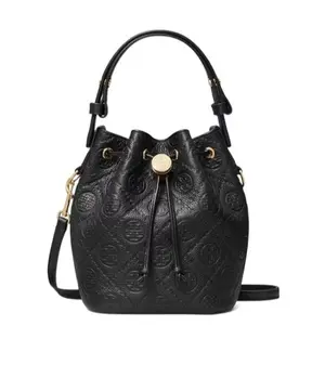 Tory Burch T Monogram Mini Bucket Bag - Black
