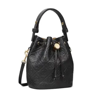 Tory Burch T Monogram Mini Bucket Bag - Black