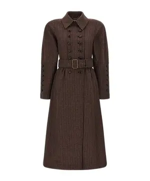 Chloé Double-breasted Houndstooth Riding Coat
