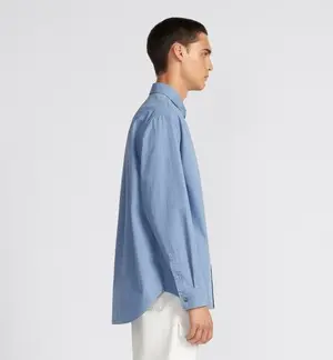 Dior Logo Embroidered Long-sleeved Shirt - Blue
