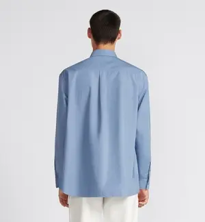 Dior Logo Embroidered Long-sleeved Shirt - Blue