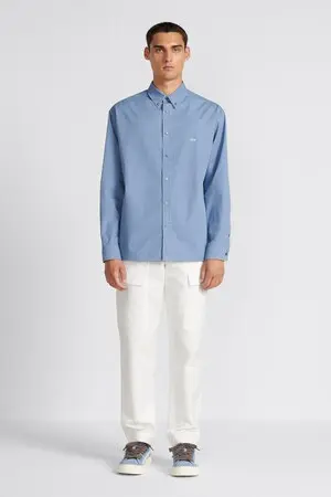 Dior Logo Embroidered Long-sleeved Shirt - Blue