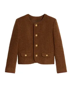 Celine Chelsea Jacket In Mohair Wool Tweed - Brown