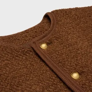 Celine Chelsea Jacket In Mohair Wool Tweed - Brown