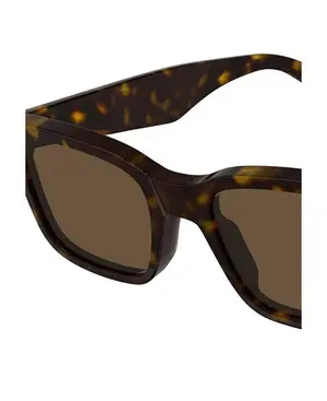 Bottega Veneta Rectangular Frame Sunglasses With Temple Logos - Black