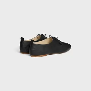 Celine Perforated Triomphe Richelieu In Lambskin - Black