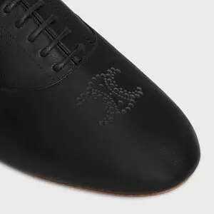 Celine Perforated Triomphe Richelieu In Lambskin - Black